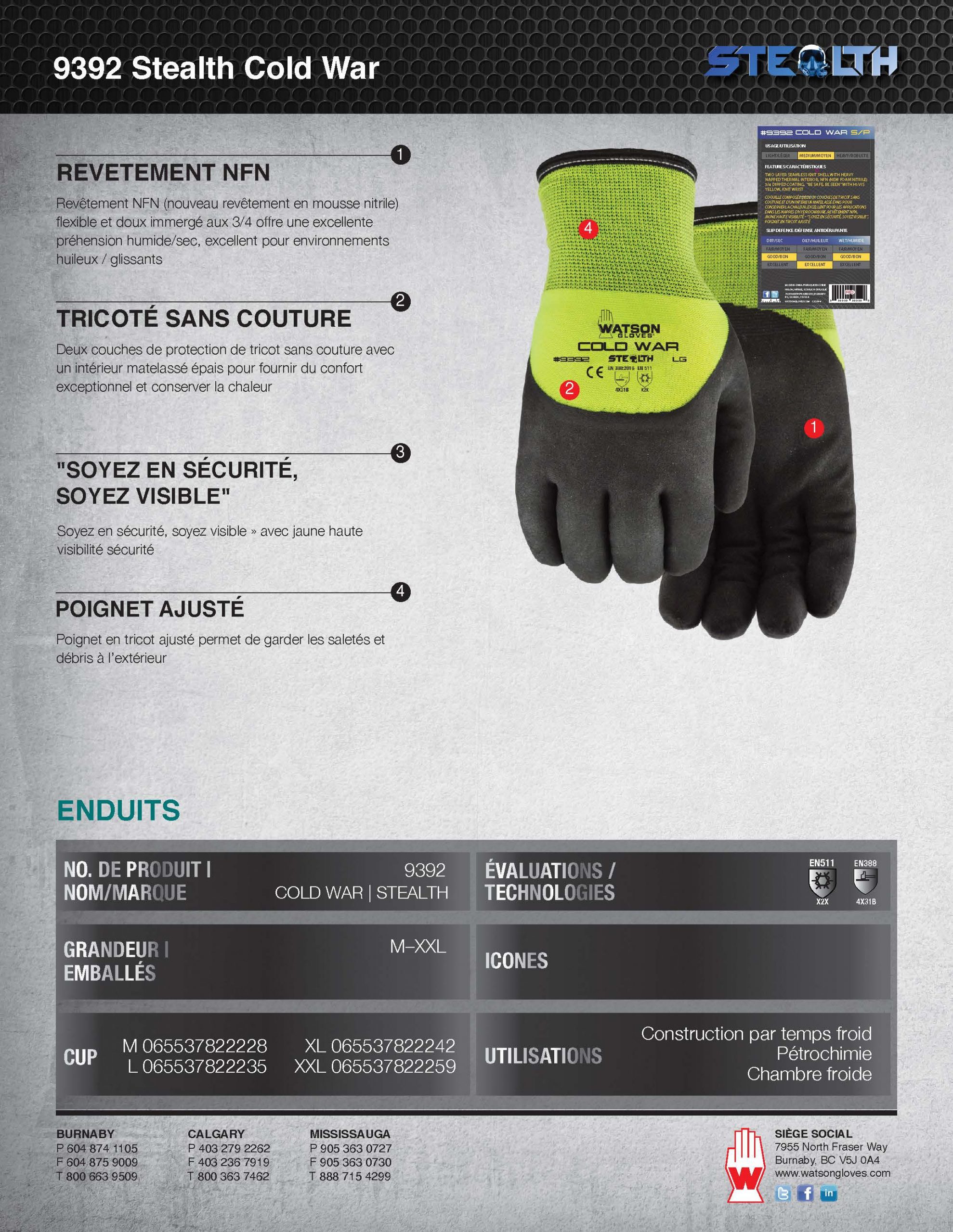 9392 Stealth Cold War Fiche technique en français - Watson Gloves