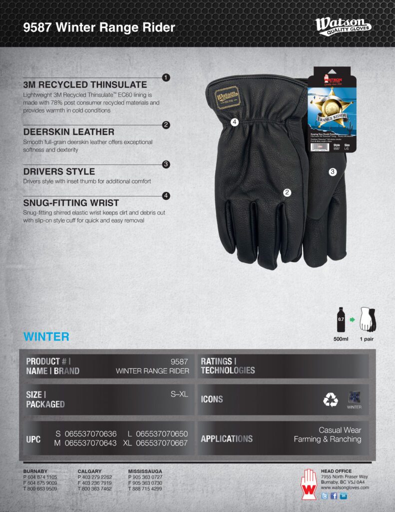 9587 Winter Range Rider Spec Sheet IMG - Watson Gloves