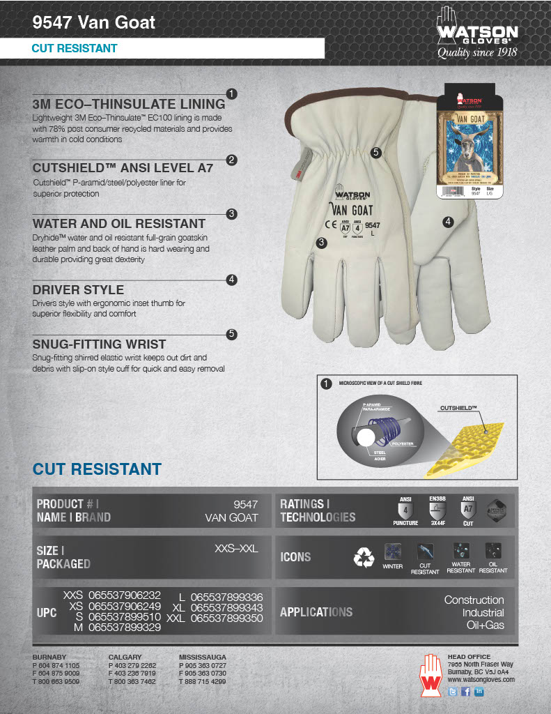 9547 Van Goat Cut Resistant Leather Winter Work Glove Spec Sheet IMG ...